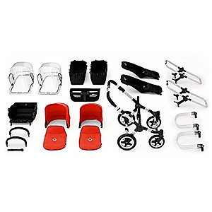 Bugaboo 2015 Donkey Twin Stroller Complete Set in Aluminum and Black