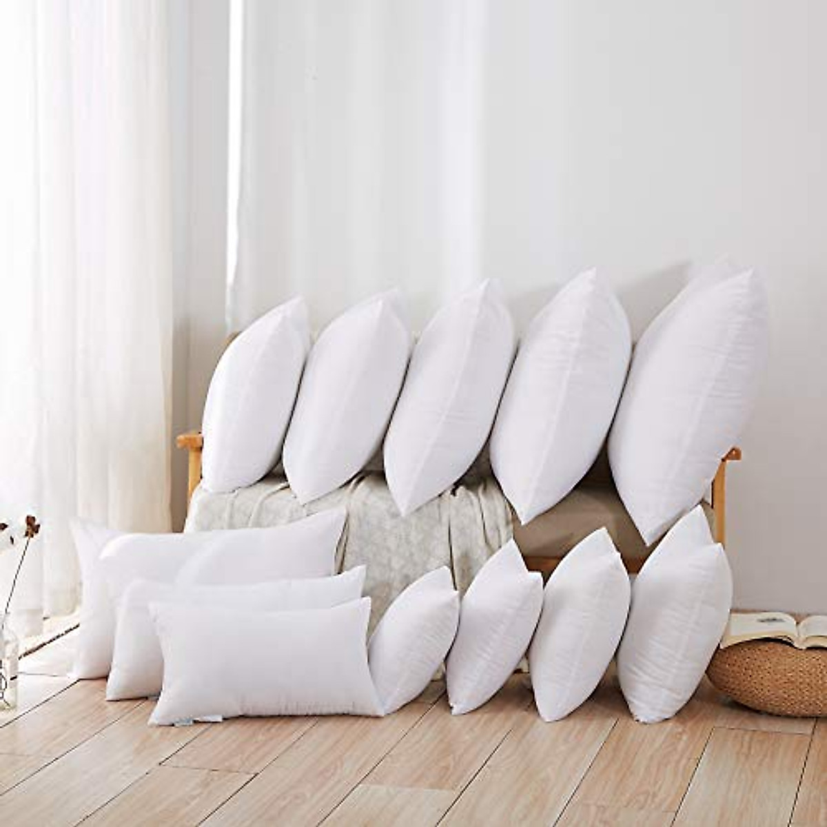 Acanva Throw Pillow Inserts, Couch Pillow Inserts with Hypoallergenic Polyester, 12" L x 20" W