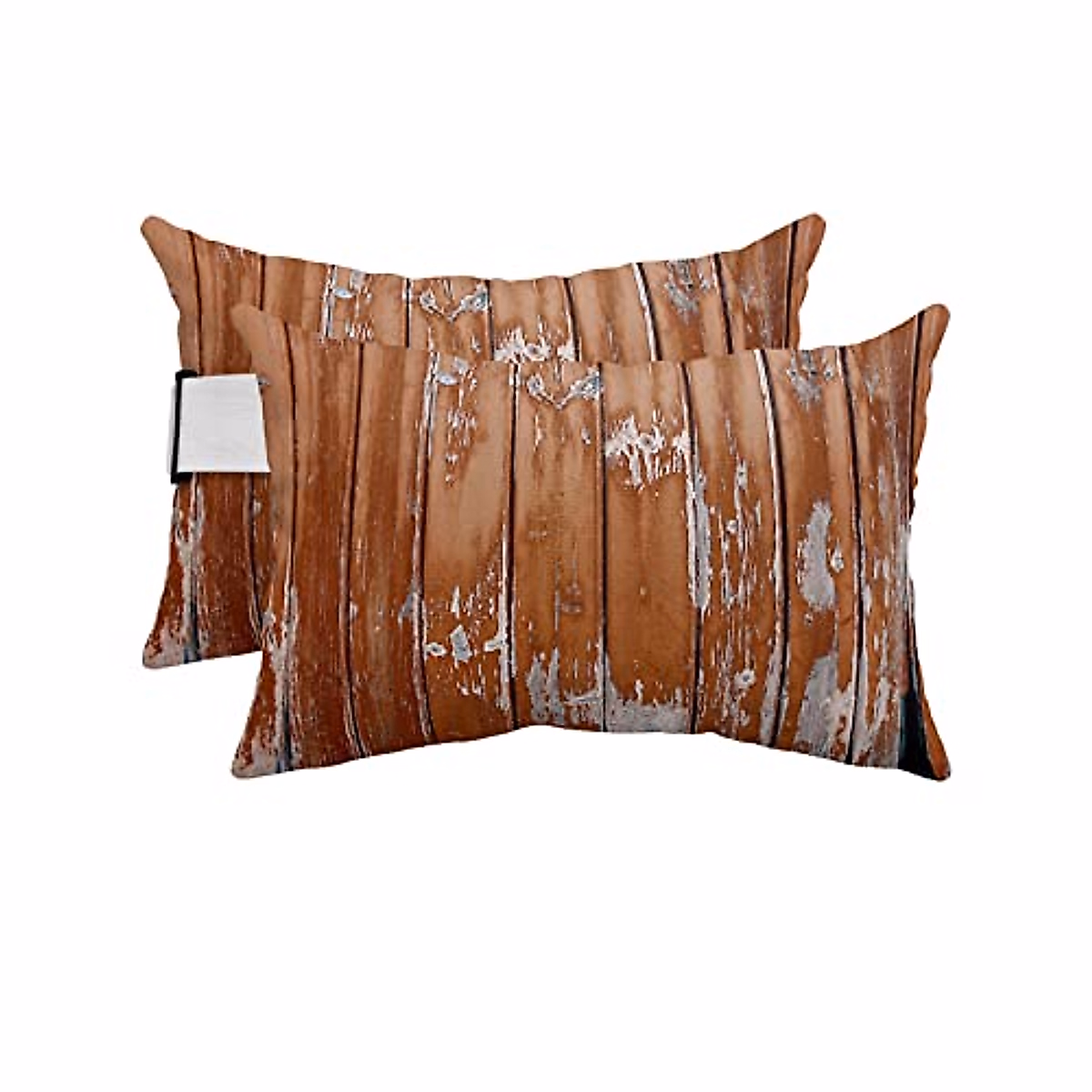 Recliner Head Pillow Ledge Loungers Chair Pillows with Insert Retro Farm Brown Wood Grain Lumbar Pillow with Adjustable Strap Outdoor Waterproof Patio Pillows for Couch Beach Pool Office Chair, 2 PCS