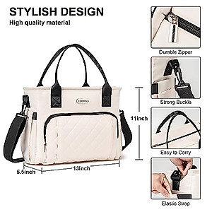 ESMNOAN Lunch Bag Women,13L Large Insulated Lunch Box for Women,Leak Proof Lunch Cooler Bag with Bottle Holder,Womens Lunch Bag,Adult Lunchbox for Work Picnic Beach,Beige