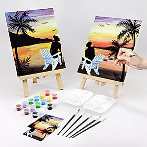 Nuberlic 2 Pack Pre Drawn Canvas for Painting Sip and Paint for Adult's Couple's Date Night Paint and Sip Kit for Outdoor Party Favor Supplies,Valentine's Day Gift(8x10)