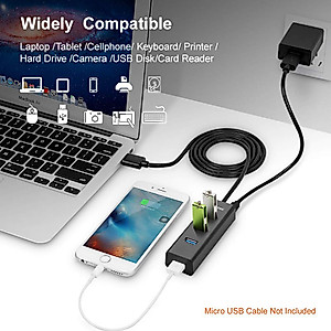 [Bundle] Unitek 4-Port USB 3.0 Hub Long Cable with Micro USB Charging Port and USB C Hard Drive Adapter
