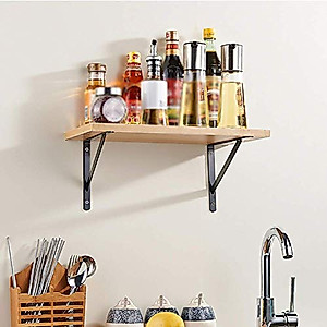 PIBM Stylish Simplicity Shelf Wall Mounted Floating Rack Shelves Metal Bracket Solid Wood Bookshelf Kitchen Rack Smooth Easy to Clean Bearing Strong,4 Sizes, a ,
