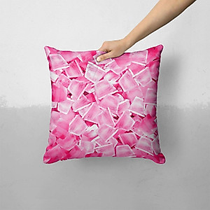 iiRov Hot Pink Ice Cubes - Custom Decorative Home Decor Indoor or Outdoor Throw Pillow Cover for Sofa, Bed or Couch Cushion (Pillow CASE Cover ONLY)
