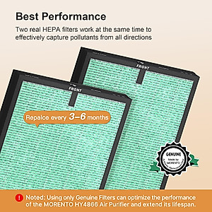 MORENTO 2 Pack HY4866 Genuine Air Purifier Replacement Filter for HY4866 Air Purifier, Pet Dander Version