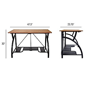 Origami Folding Computer Desk for Office Study Students Bedroom Home Gaming and Craft - Space Saving Foldable Desk Table, Fits Dual Monitors and Laptop, Collapsible, No Assembly Required (Wood, Large)