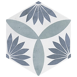 Merola Tile Coco Hex Camellia Blue 7" x 8" Porcelain Floor and Wall Tile