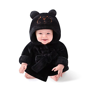 Pro Goleem Baby Robe Unisex Soft Plush Hooded Bathrobe for Newborn Boys Girls Gifts, One Size, 0-9 Months