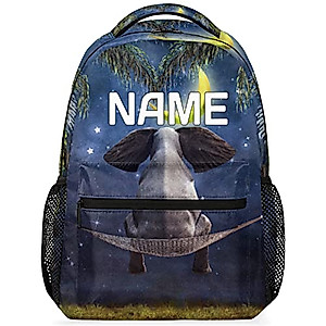 OMFUNS Elephant Animal Custom Backpack for Kids Boys Girls Ocean Beach Personalized School Bookbag for College Elementary Middle School Bag Casual Daypack Laptop Bag for Women Men