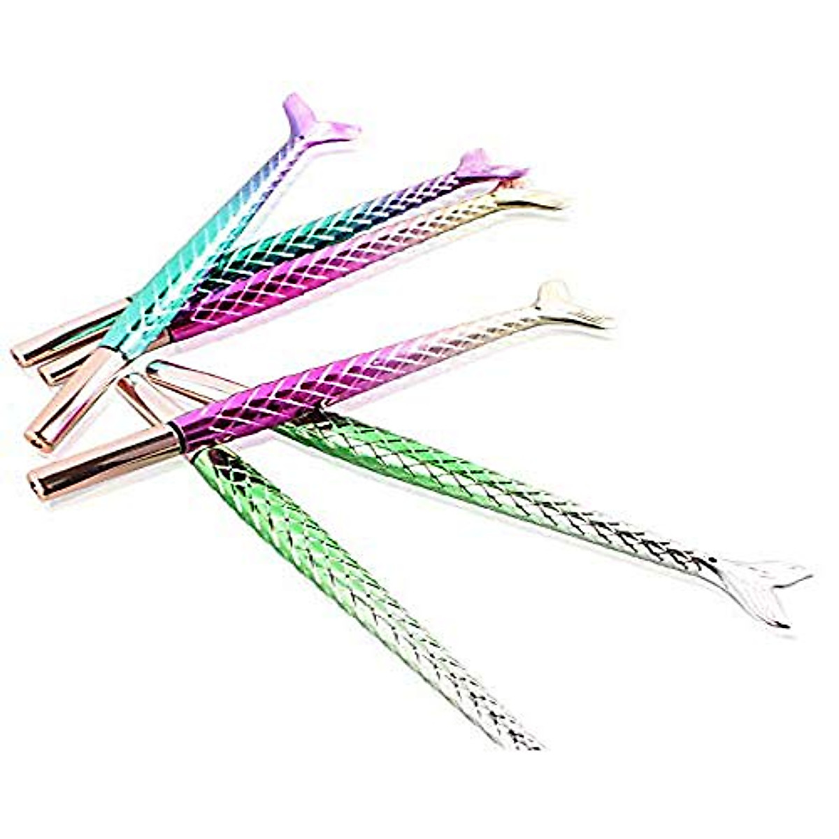 LuFOX 6Pcs Mermaid Tail Gel Pens for Child, Women, Coworkers, Hostess and Girlfriend, Great Party Supplies and School Supplies, Black Ink (0.5mm)