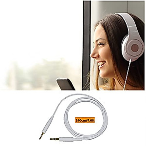 Learsoon Replacement Extension Audio Cable Cord Fit for Bose On-Ear 2/OE2/OE2i/QC25/QC35/Soundlink/SoundTrue Headphones (White)