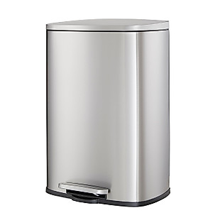 Casa Andrea Milano 13-Gallon Soft-Close, Smudge Resistant Trash Can Step-on Pedal, Soft Closure, Large and Space-Saving