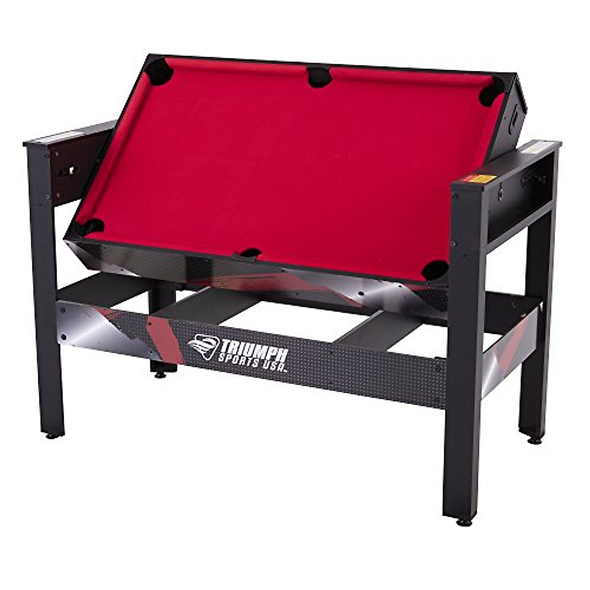 TRIUMPH SPORTS USA 4-in-1 Rotating Swivel Multigame Table – Air Hockey, Billiards, Table Tennis, and Launch Football , Black/White, 23.75 x 32.00 x 48.00"