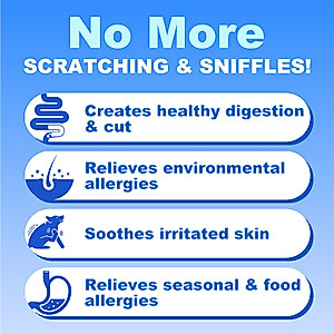 HEYISME Dog Allergy Relief Chews, Itch Relief and Probiotics for Dogs, Fish Oil Omega 3, Seasonal Allergies, Itchy Skin Relief, Anti Itch Treats, Immune Health Supplement (Chicken, 120 Chews)