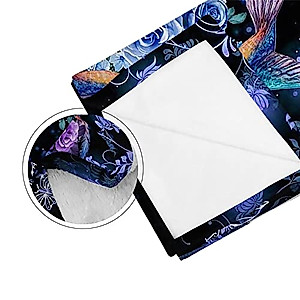 DISNIMO Hummingbird Throw Blanket for Couch Sofa Bed, Rose Blanket Plush Fleece Kids Adults Blanket Soft Cozy Sherpa Blankets 55.1x70.9inch