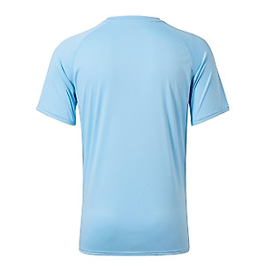 Willit Men's Rashguard Swim Shirt Short Sleeve UPF 50+ Sun Protection Shirt SPF Quick Dry Water Shirt Blue 2XL