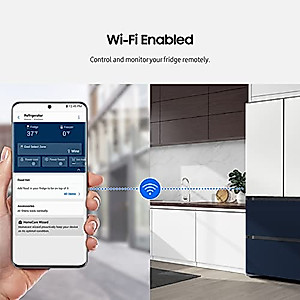 SAMSUNG 17.3 Cu Ft Smart Kimchi & Specialty 4-Door French Door Refrigerator w/ Freezer, Precise Cooling, Large Capacity, RQ48T94B277/AA, White Navy Glass