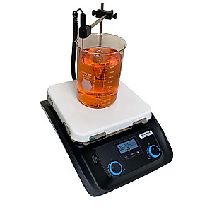 SCI500HS-Pro LCD Digital Magnetic Hotplate Stirrer 10"x10" w/Sensor and Stand, Ceramic Glass Hot Plate for Excellent Chemical Resistance and Superior Heat Transfer, 500°C Max Temperature