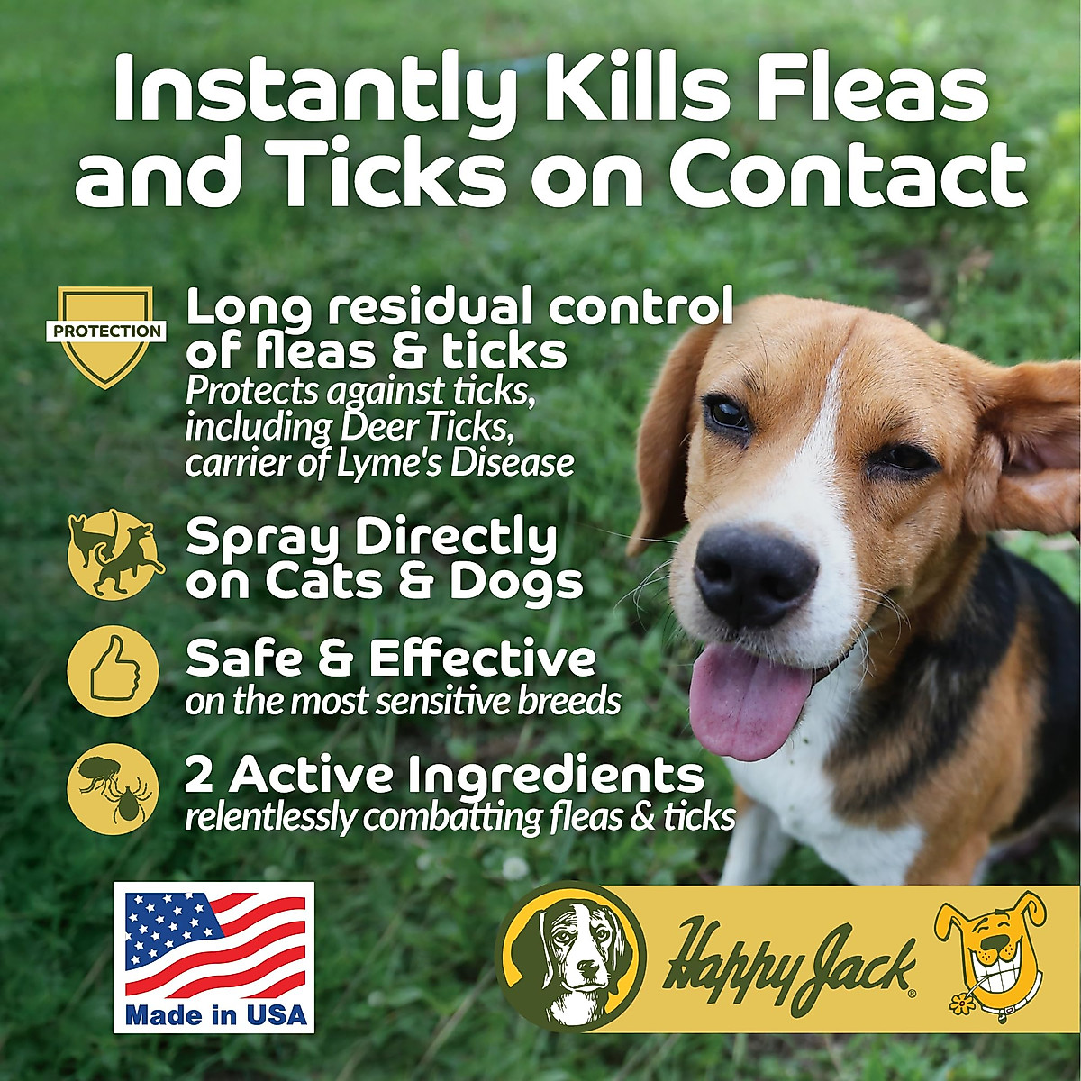 HAPPY JACK DD-33 Flea and Tick Spray for Dog and Cat, Flea Treatment & Control, Water-Based Formula Kills Fleas & Ticks Effectively Yet Gentle on Skin & Hair, 16 oz