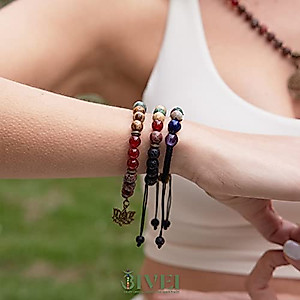 Bivei Chakra Beaded Bracelets for Women - 8mm Bead 7 Chakra Crystal Healing Bracelet with Real Stones Anxiety Meditation Yoga Gemstone Jewelry