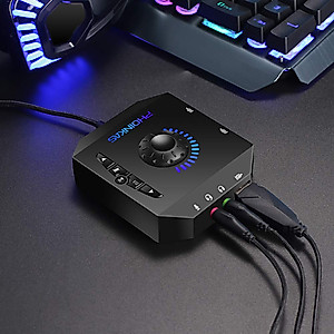PHOINIKAS T10 External Sound Card H1 Wired Gaming Headset for PS4, PC, PS5, Xbox one, with Noise Cancelling Detachable Mic