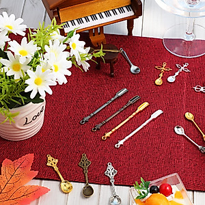 30 Pieces Mini Shovel Medicine Spoon, Mini Shovel Tableware Charm Pendants and Micro Scoops Pendants Alloy Spoon Pendant Charms for Home Supplies Pendants Necklace, 6 Style