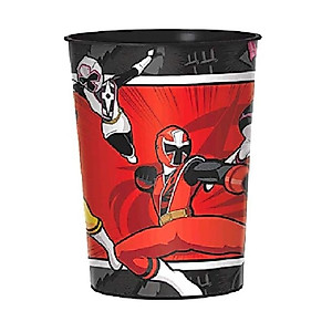 Amscan Power Rangers Birthday Party Supplies Bundle includes 12 Plastic Reusable Cups and 1 Dinosaur Sticker Sheet