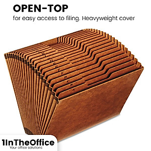 1InTheOffice Expanding File Folder A-Z, Alphabetical File Organizer, Accordion File Organizer, 21-Pocket Expanding File Folder, Letter Size