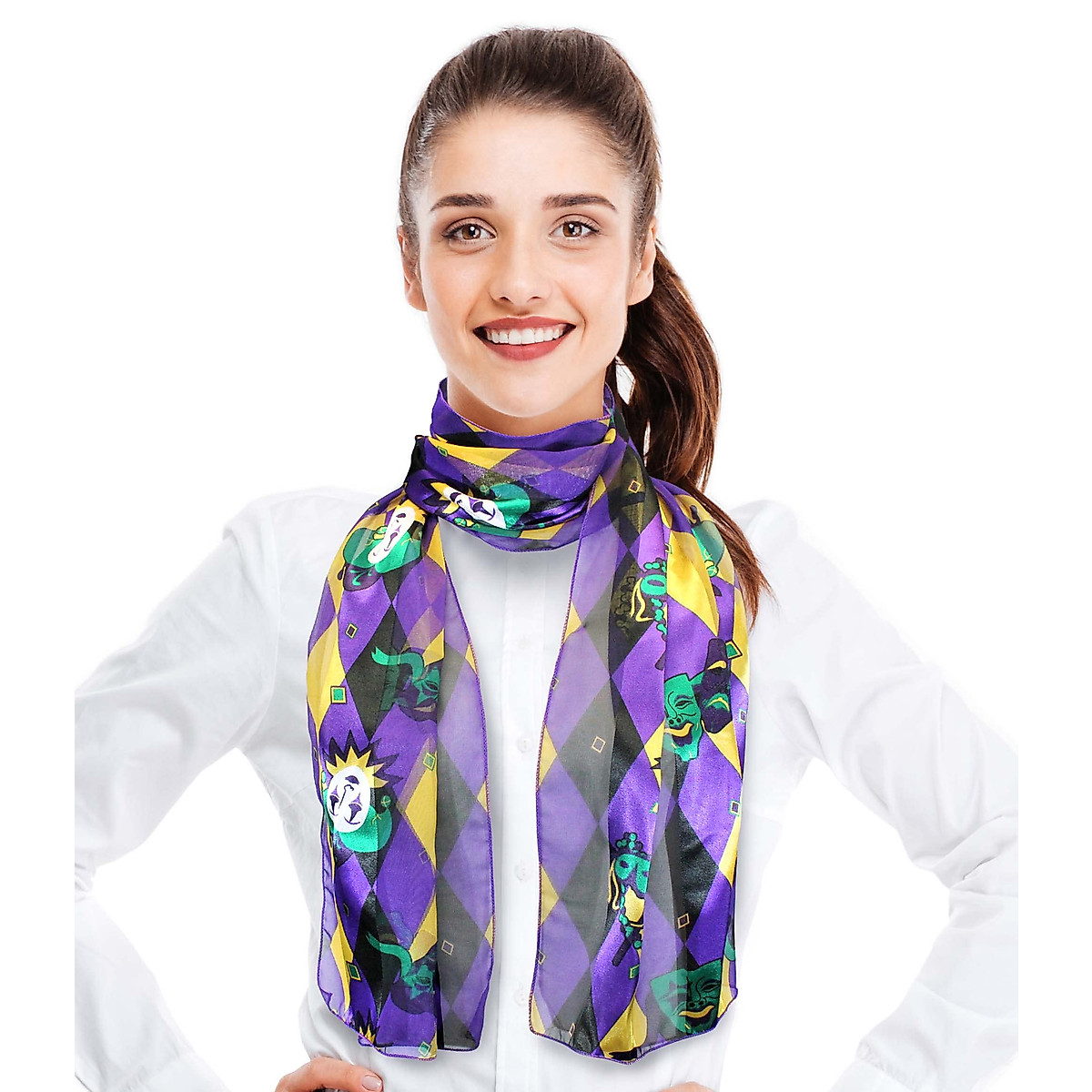 CBC Crown Mardi Gras Scarf Fleur De Lis (Mardi Gras Purple)