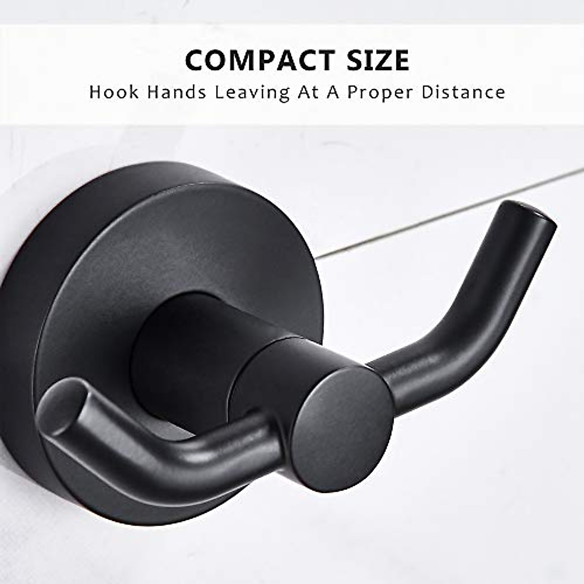 MARMOLUX ACC - Black Bathroom Hooks for Towels | Modern Black Hooks, Double Robe & Towel Hooks Ideal as Bathroom Towel Holder, Shower Wall Hook, Kitchen Hand Towel Holder