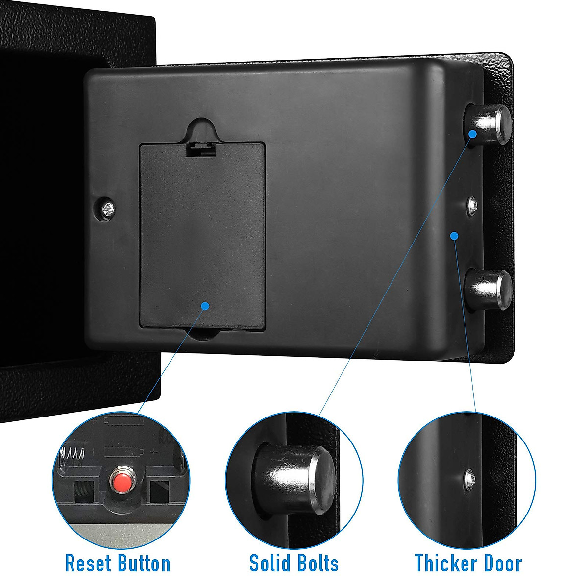 TENAMIC Safe Box 0.23 Cubic Feet Electronic Digital Security Box, Keypad Lock Box Cabinet Safes, Solid Alloy Steel Office Hotel Home Safe, Black