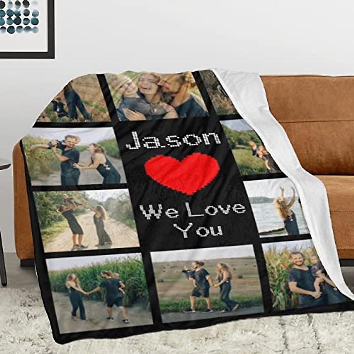 HYHSJY Gifts for Mom Dad Custom Blankets Personalized Throw Blankets with Photo Text Customized Love Blanket for Wife Friend Mom Couple Grandma Pets Gifts for Birthday Anniversary Halloween Christmas