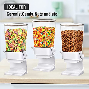 Mivvosakuki Double Cereal Dispenser Countertop Large Cereal Containers Storage Dispenser For Pantry Dry Food Dispenser Countertop Rice Candy Dispenser Machine For Snack,Nuts, Granola(White,2PC)