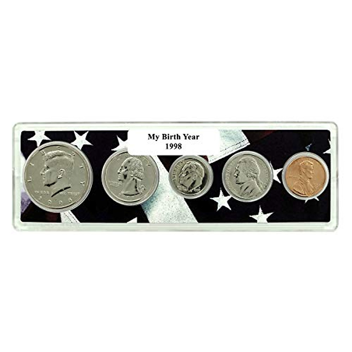 1998-5 Coin Birth Year Set in American Flag Holder Uncirculated