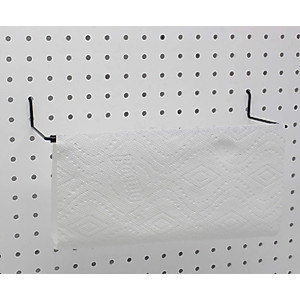 Paper Towel Holder for Pegboard, Extendable, Fit Any Standard Pegboard, Pegboard Organization Accessory Hook for Workshop, Garage, Kitchen, Laundry Room, Bathroom 4 Packs, Black (4 PCS)