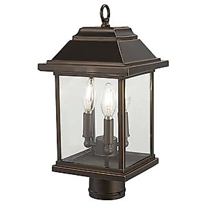 Minka Lavery Outdoor Post Lights 72636-143C Mariner's Pointe Exterior Post Lantern, 3-Light 180 Watts, Oil Rubbed Bronze