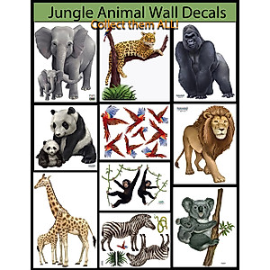 Jungle Animal Wall Decals for Kids Rooms Safari Decor Idea Lion Gorilla Koala Panda Vinyl Art Stickers Bedroom Toddlers Playroom Decoration Birthday Gift (Elephant)