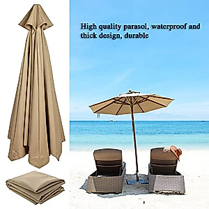 UUHUKP Patio Umbrella Outdoor,Parasol Replacement Canopy Outdoor Market for 8 Ribs UV blocking Cover, 8 Ribs 9.8Ft