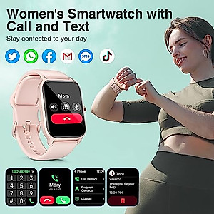 Quican Bluetooth Smart Watch for Men Women, iPhone Android Phone Compatible, Waterproof Fitness Tracker Smartwatch with Call and Text, Alexa Voice, Heart Rate, Blood Oxygen, Sleep Monitor 1.8 Inches