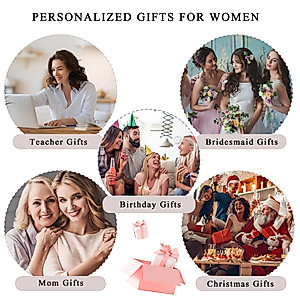 BeeGreen Gifts for Coworkers Mom Personalized Tote Bag Initial Canvas Tote Embroidery Bag Unique Monogram Gift Basket with Makeup Bag & Zipper Pouch for Office Teacher Hostess Sister A