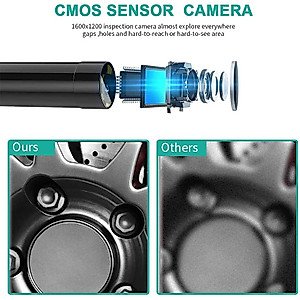 Inspection Camera Endoscope,Wireless Endoscope WiFi Inspection Camera 1200P HD Borescope Waterproof IP68 Snake Pipe Camera with 8 Led & 5M(16.4ft) Semi-Rigid Cable for iOS Android iPhone Windows Mac