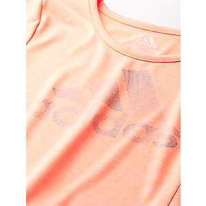 adidas Baby Girls' Short Sleeve Mélange Tee and 3-Stripes Capri Tights Set, Screaming Orange Heather, 2T