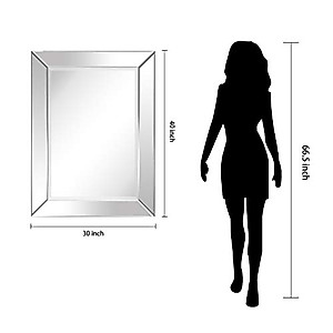 Empire Art Direct Solid Wood Frame Wall Mirror Covered with Beveled Mirror Panels, 1"-beveled Center Mirror, Vanity, Bathroom, Living Room ＆ Bedroom, 40" x 30", Ready to Hang