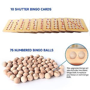 GSE Games & Sports Expert Deluxe Bingo Game Set with Large Brass Bingo Cage, 10 Shutter Slide Bingo Cards, Bingo Master Board, 7/8" Calling Balls for Large Groups, Parties, Bingo Hall, Game Night