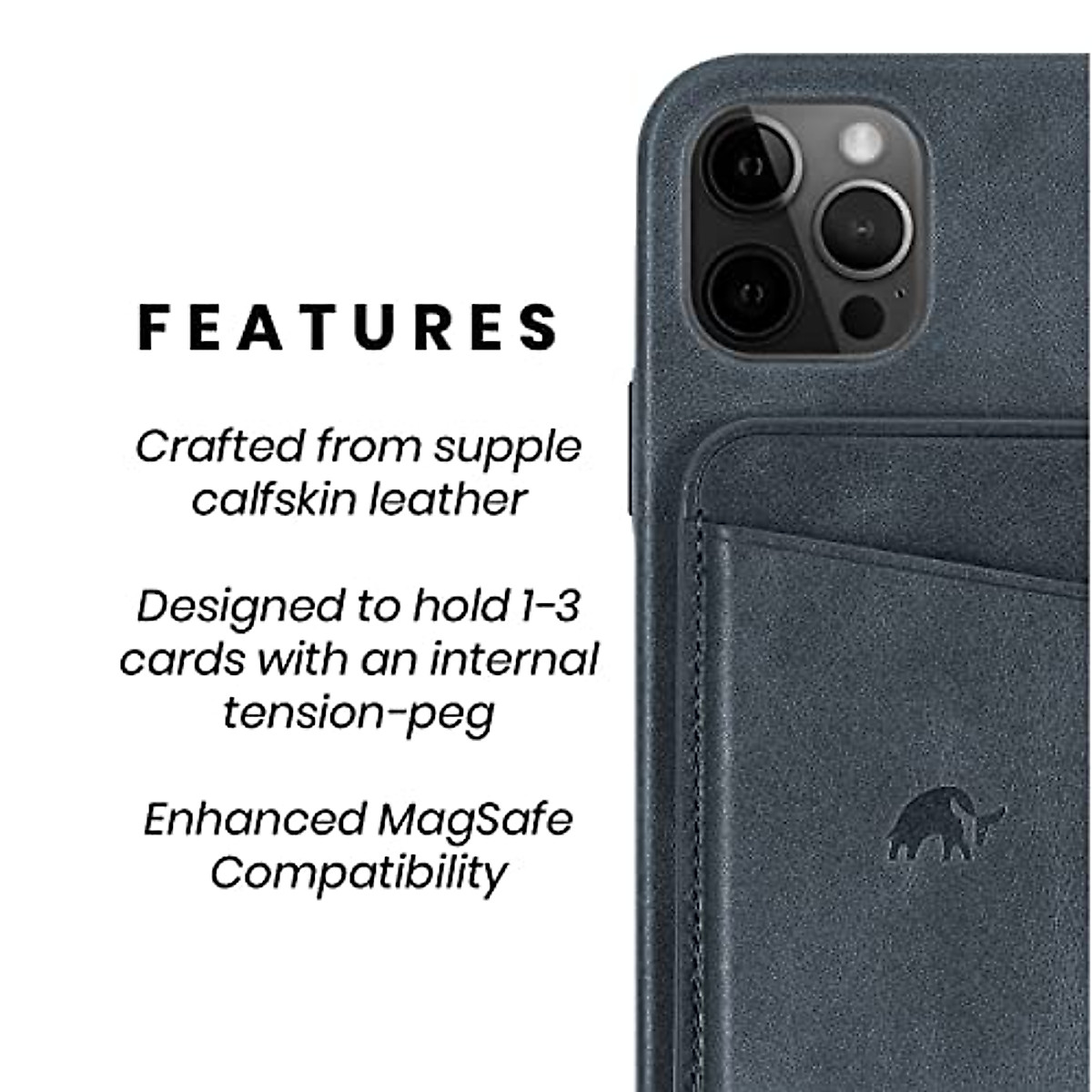 Bullstrap Premium Leather MagSafe Wallet Compatible with All MagSafe iPhone Cases, Ocean Blue