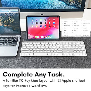 Macally Premium Bluetooth Keyboard for Mac - Multi Device - Compatible Apple Keyboard with Numeric Keypad - Wireless Keyboard for MacBook Pro/Air, Mac Mini Pro, iMac, Laptop