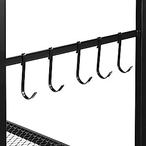 NANANARDOSO Kitchen Cart on Wheels, 3 Tier Mesh Utility Storage Cart, Wood Look Top and Metal Frame Rolling Pantry Cart for Kitchen, Living Room, Laundry Storage, Rustic Brown.