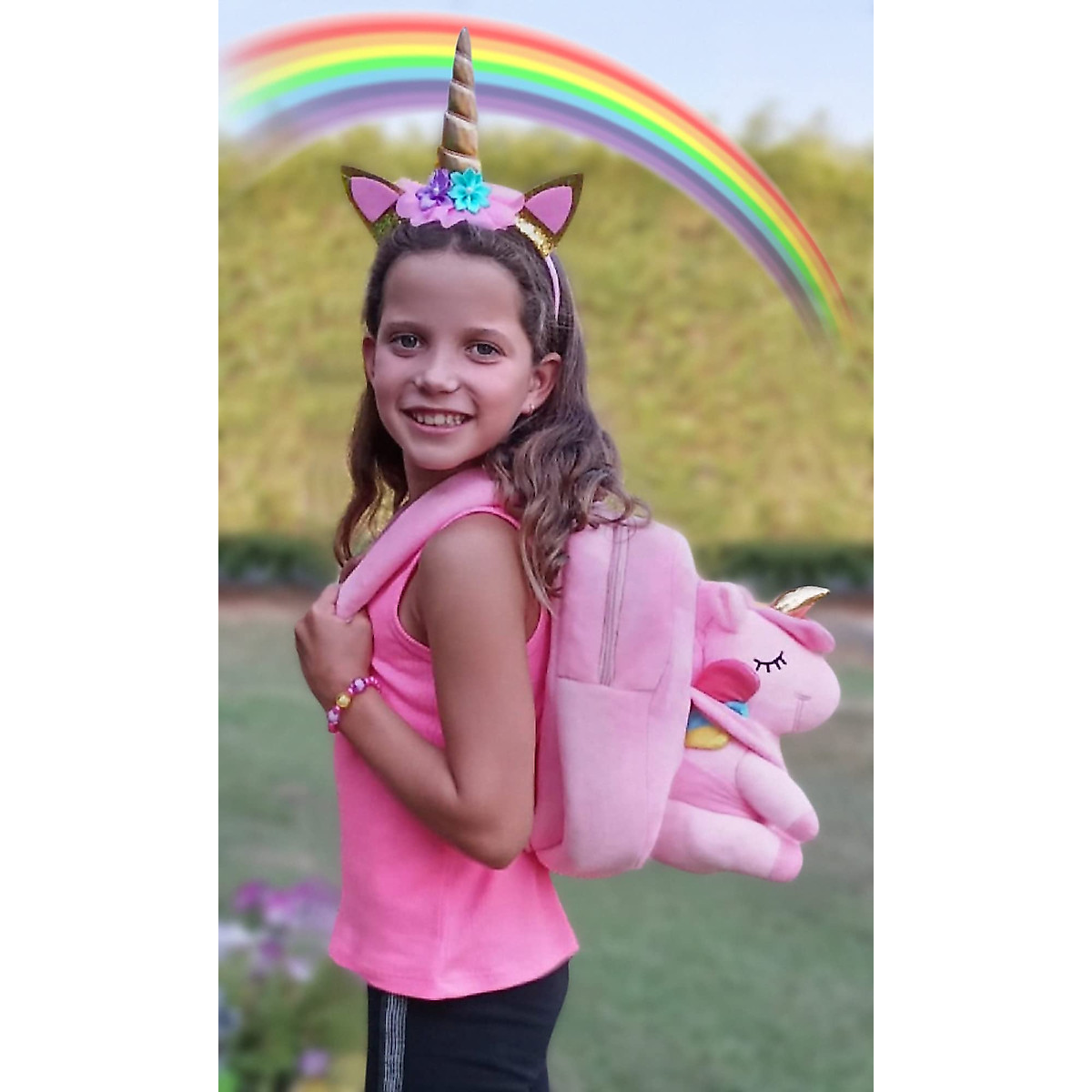 Unicorn Gifts For Girls In A Surprise Box With A Unicorn Plush,Unicorn Backpack, Unicorn Necklace,Unicorn Headband And Greeting Card,Kids Toys,Birthday Girl Present Set Stuffed Animal,Toddler Baby Bag