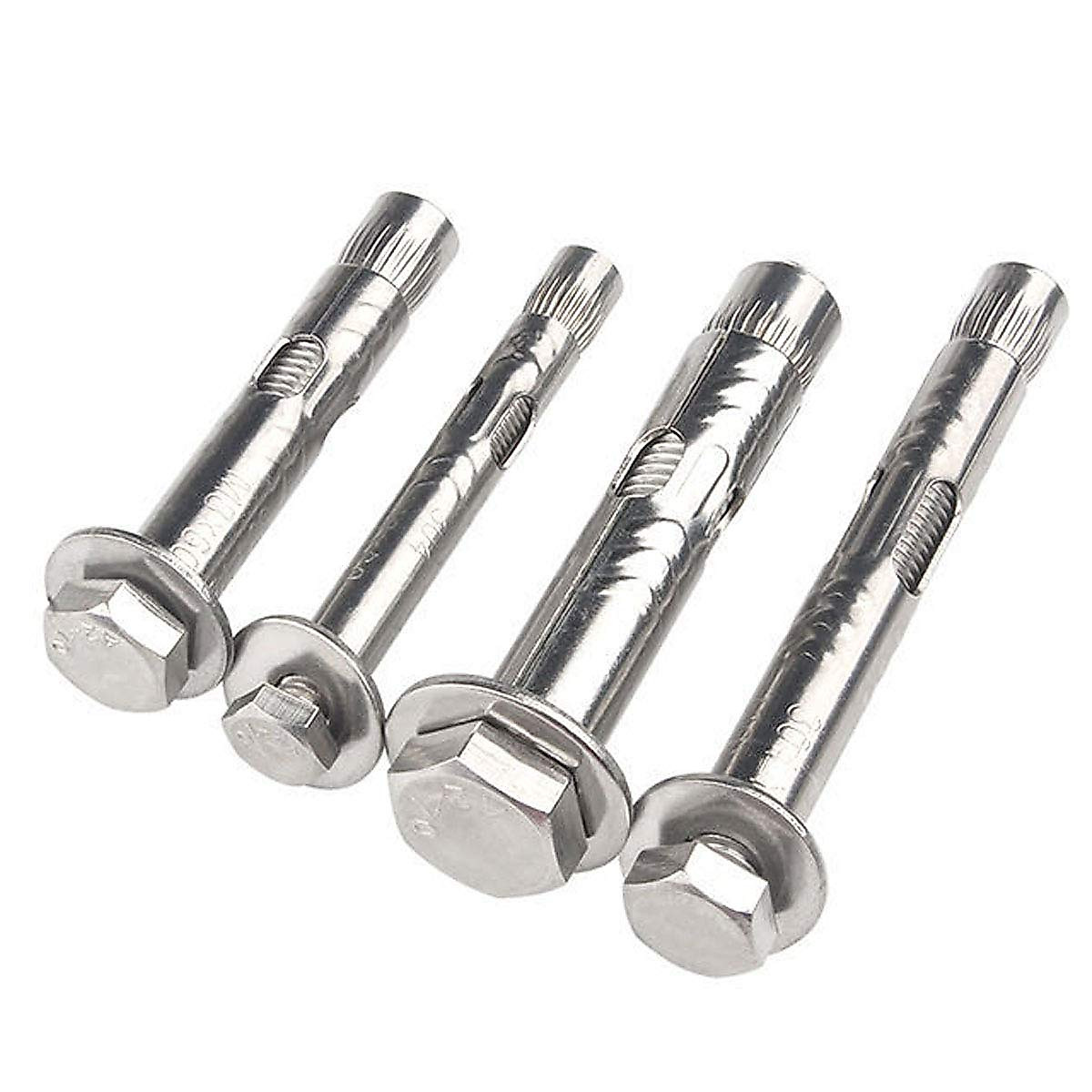 L-A Repair Part External Hex Expansion Bolt 304 Stainless Steel Expansion Bolts M8x80mm Silver (Pack of 3）