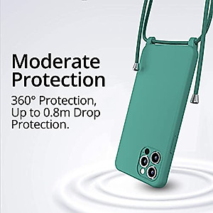 Blaspins Crossbody Strap Phone Case for iPhone 12 Mini, Adjustable Rope, Belt Neck Lanyard, String Detach Lanyard, Drop Proof Sturdy, Wrist Hands Free Protective Cover 5.4 inch 12 Mini - Pine Green